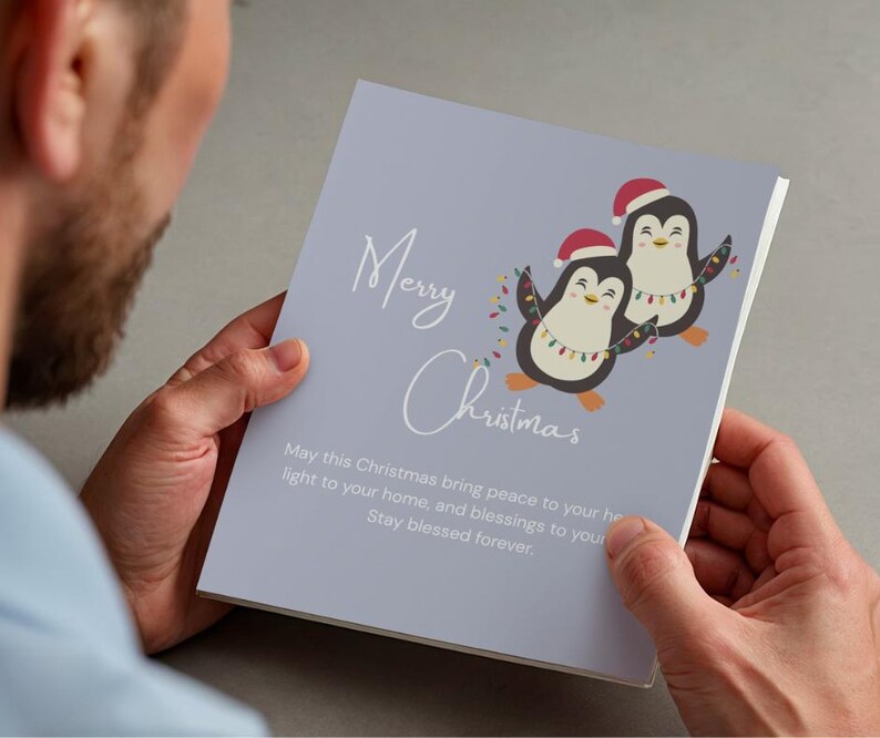 Printable Merry Christmas Card | Modern Holiday Greeting | Digital ...