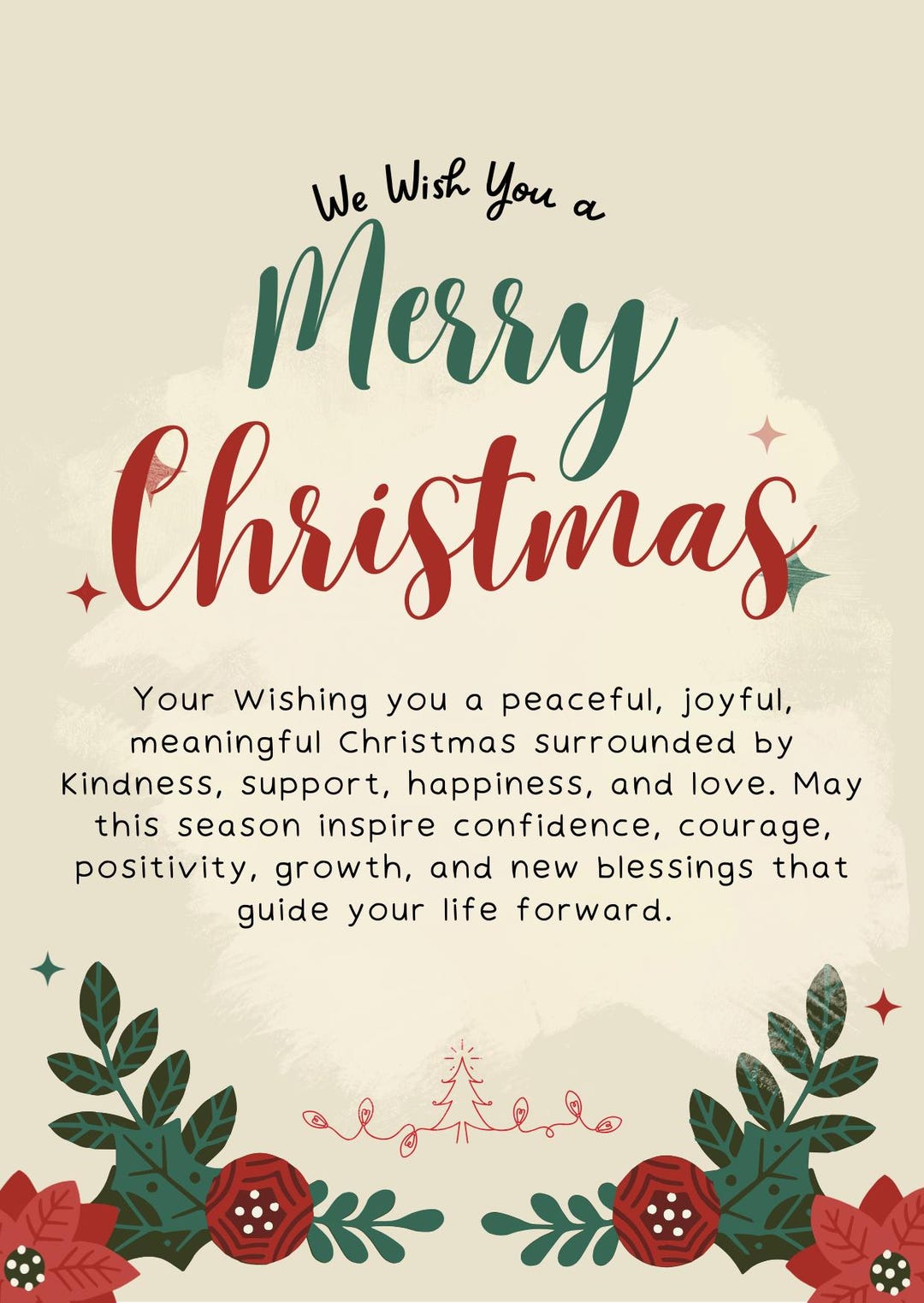 Printable Merry Christmas Card | Holiday Greeting (digital Download) - Etsy