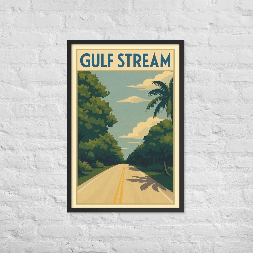 Gulf Stream A1A Poster – Vintage Art Deco Palm-lined Drive Wall Art - Etsy