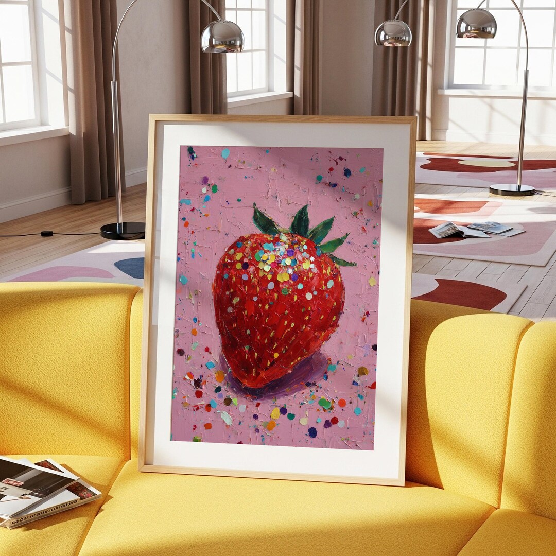 Strawberry Confetti Pop Art Maximalist Wall Print - Etsy