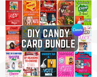 10 Candy Card Campaign Bundle Templates, Editable Homecoming Election ...