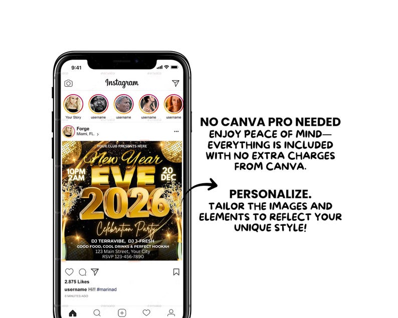 New Year Party Flyer 2026, Year Event Flyer, Night Party Flyer, Night ...