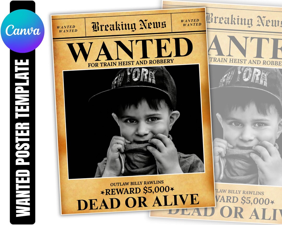 Wanted & Missing Person Poster Set: Halloween, Detective, Western Party ...