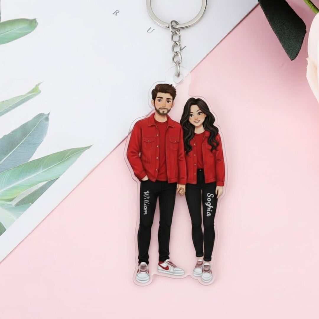 3D Effect Couple Hugging Personalized Acrylic Keychain, Heartfelt Gift ...
