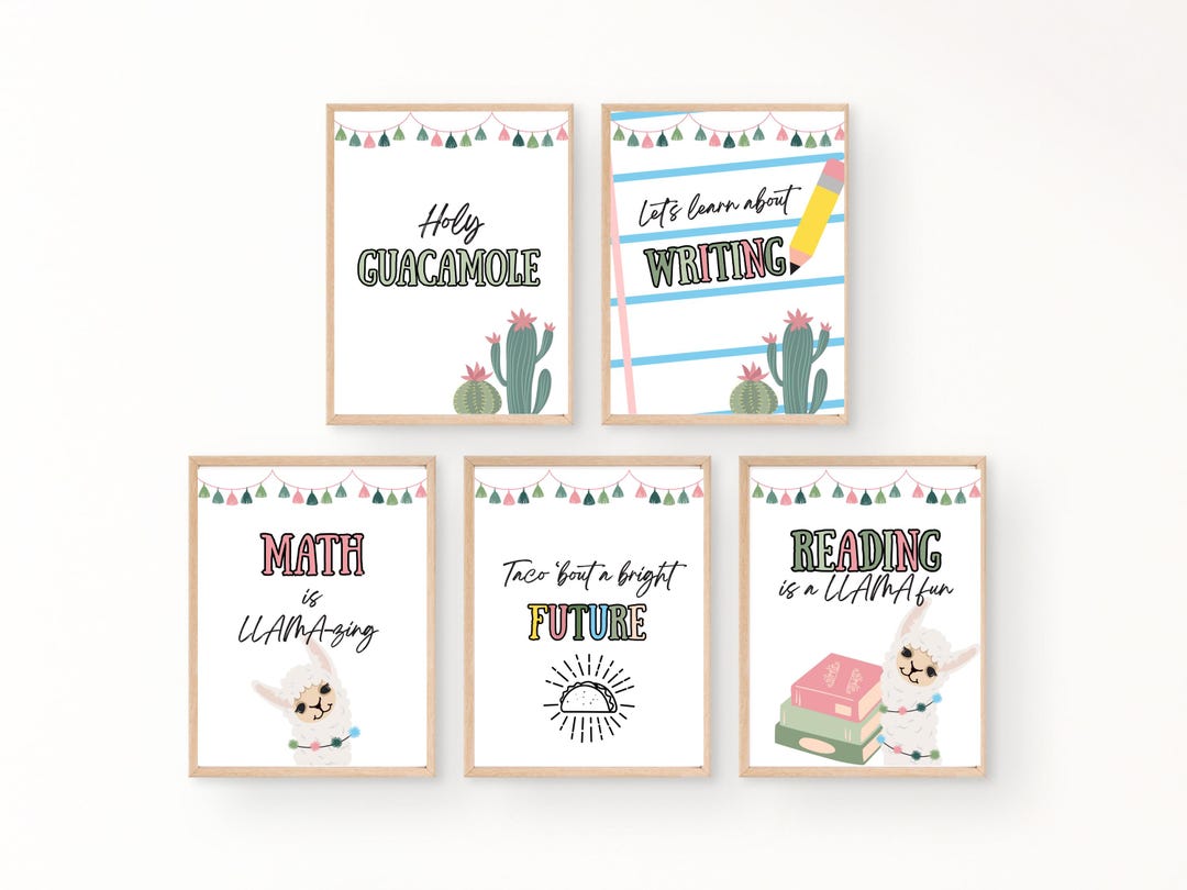 Llama Classroom Sign Printable Bundle: Back to School Decor (8.5x11 ...