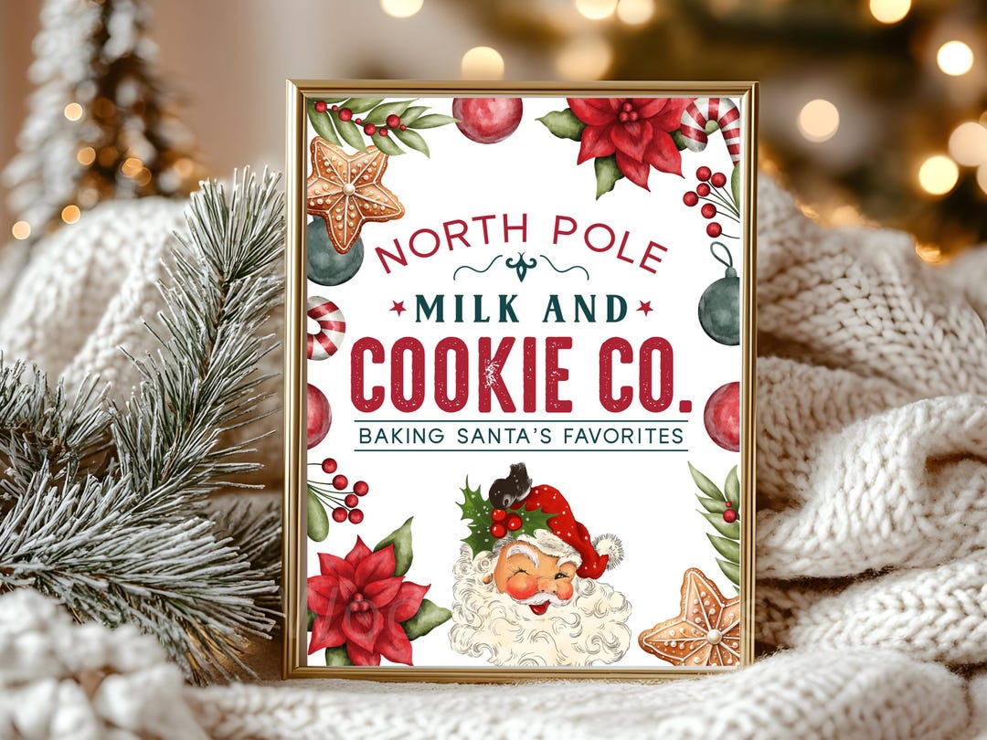 Santa Milk and Cookies Sign, 8x10 Instant Download, North Pole ...