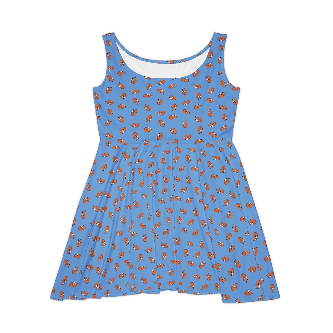 Sleeping Fox Women's Skater Dress, Cute Animal Print Sundress, Casual ...