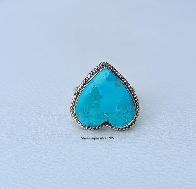 Turquoise Heart Ring: Handmade 925 Sterling Silver Boho Jewelry - Etsy