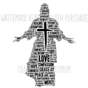 INSTANT Digital Download - JESUS Word Cloud Wordle Svg Pdf Png Jpg ...