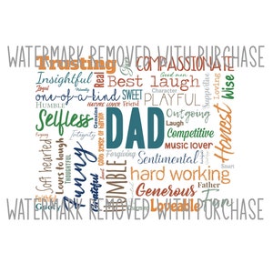 INSTANT Digital Download - DAD - Father's Day - Word Cloud Wordle Svg ...