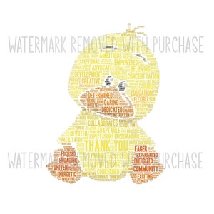 Digital DUCK Word Cloud Art Wordle Makes Great Teacher Appreciation ...
