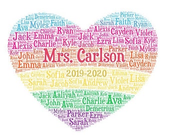 Digital Heart Rainbow Word Cloud Art Wordle Script Makes a - Etsy