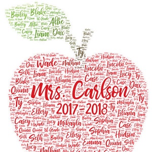 Digital Apple Word Cloud Art - Makes a Great Teacher Appreciation Gift ...