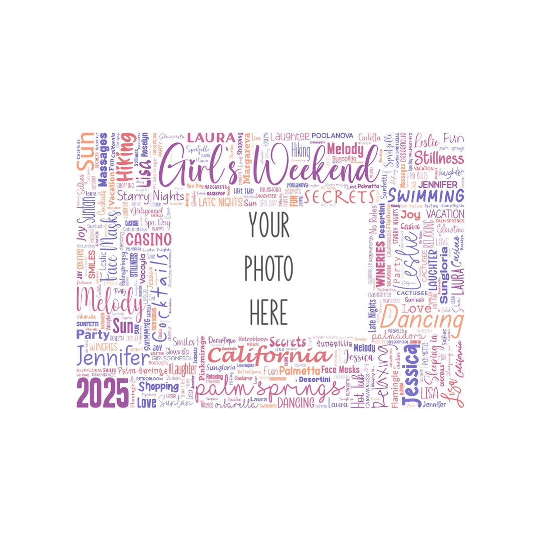 Personalized GIRL'S WEEKEND Word Cloud Frame Shape – Digital Download ...