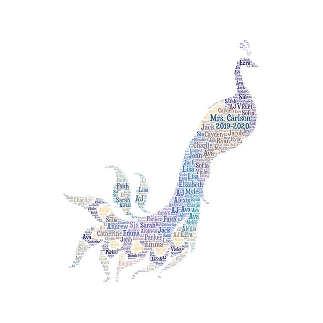 Digital Peacock Word Cloud Art Wordle Makes Great Teacher Appreciation ...
