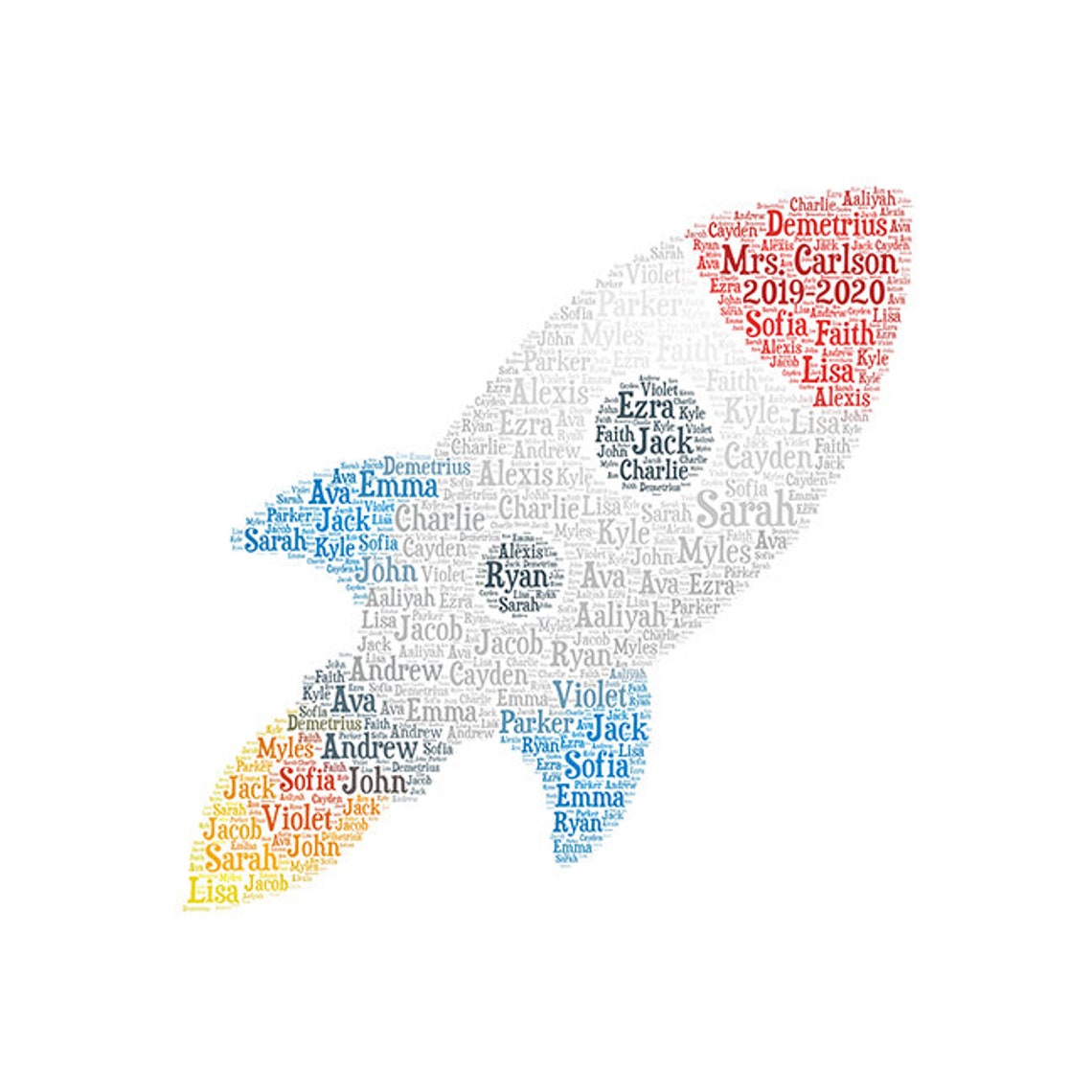 Digital ROCKET word cloud art wordle makes great teacher | Etsy