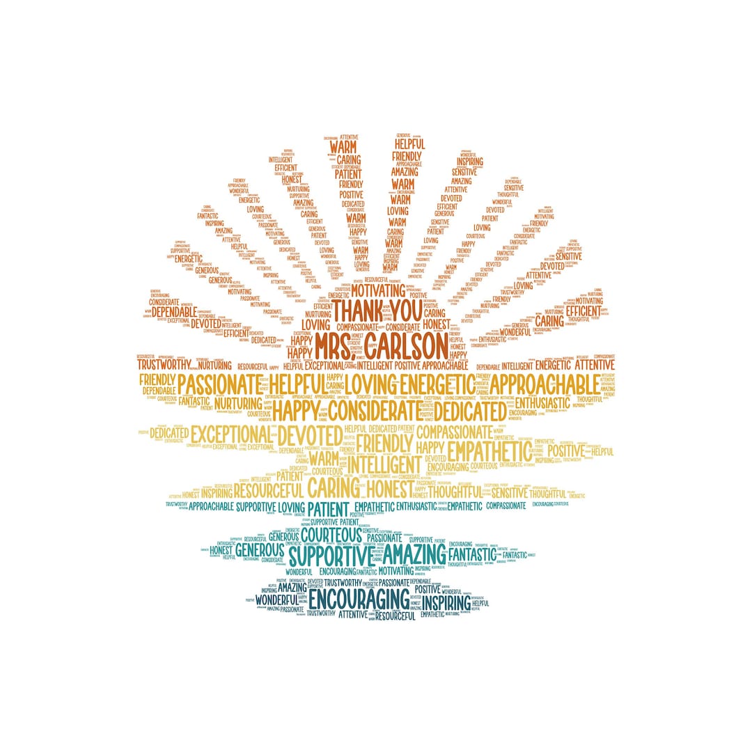 Digital SUNSET Word Cloud Art Wordle Makes Great Teacher Appreciation ...