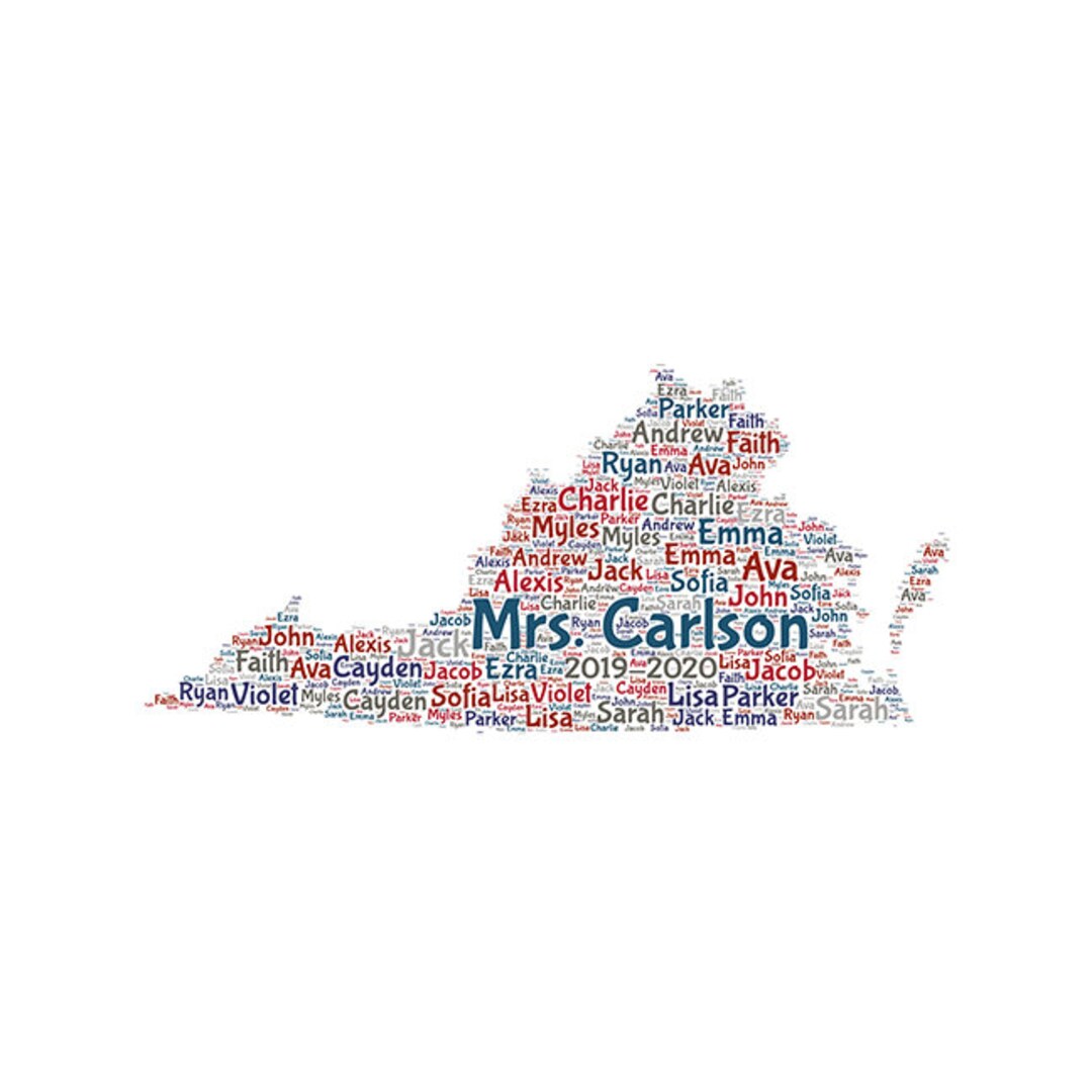 Virginia US STATE Digital Word Cloud Art Print Makes Great Gift Add ...