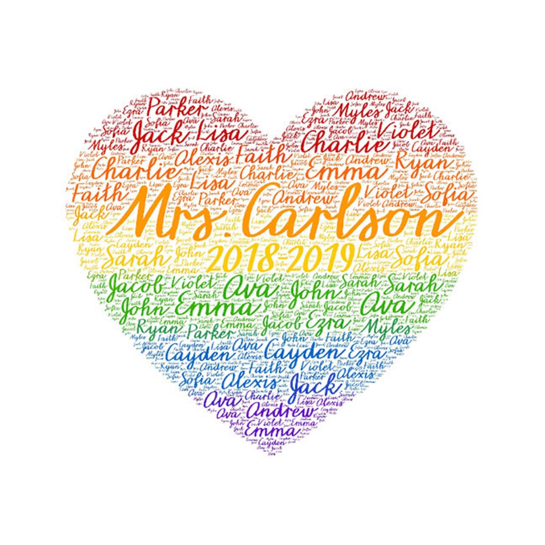 Digital Heart Rainbow Word Cloud Art Wordle Script - Makes a Great ...