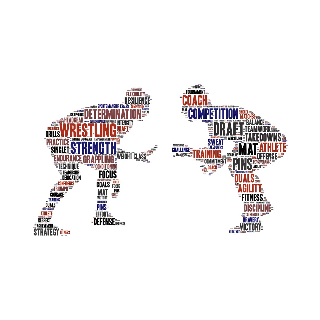 Digital MALE WRESTLER Wrestling Word Cloud Art Wordle - Makes Great ...