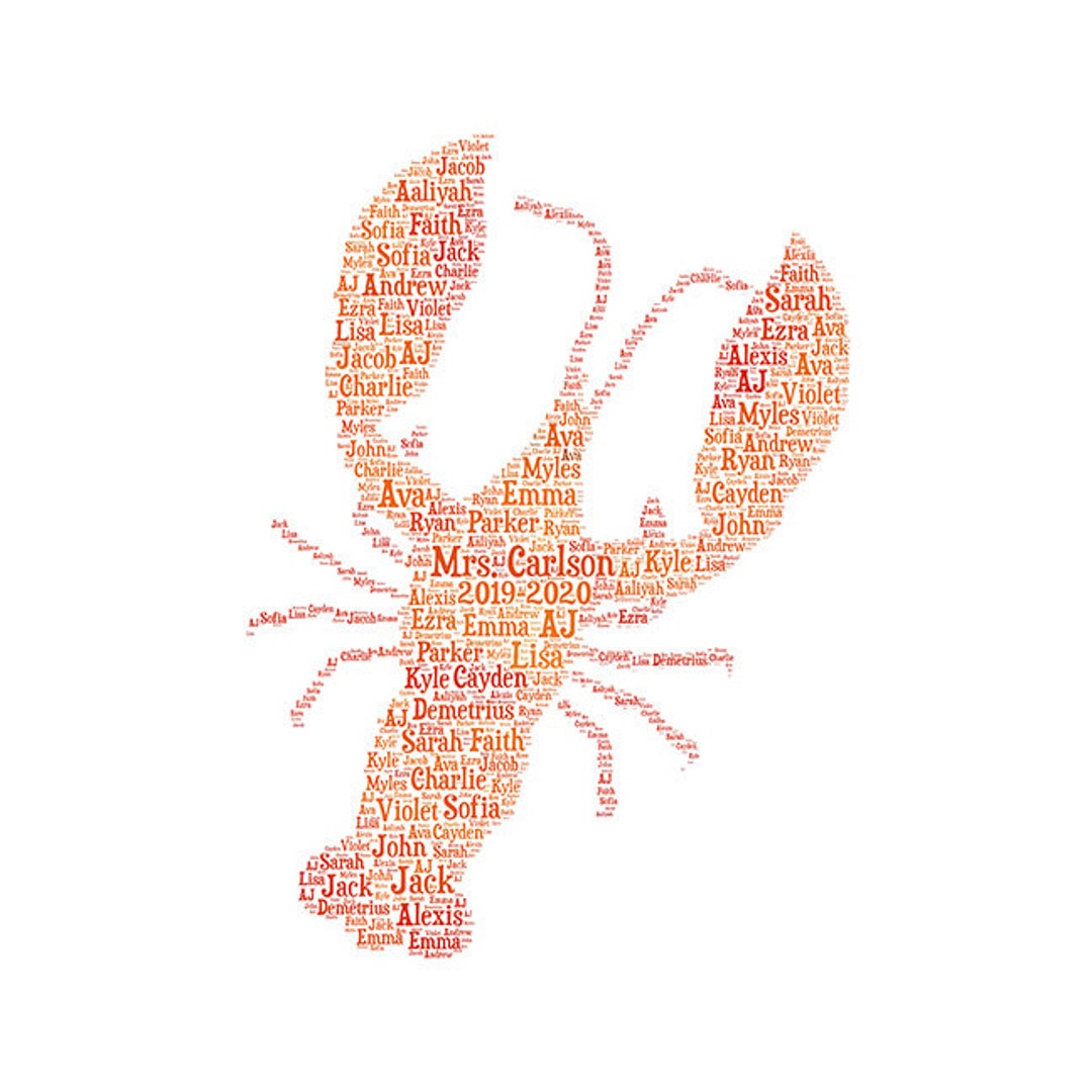 LOBSTER Word Cloud Art - Makes a Great Teacher Appreciation / Classroom ...
