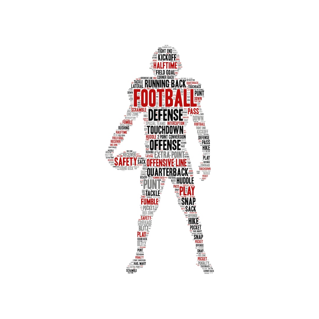 Digital FOOTBALL Player Word Cloud Art Wordle Makes a Great Gift Add ...