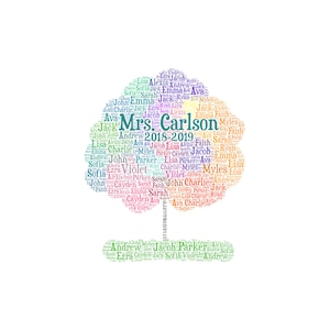 Digital Rainbow Tree Word Cloud Art Wordle - Makes Great Teacher ...