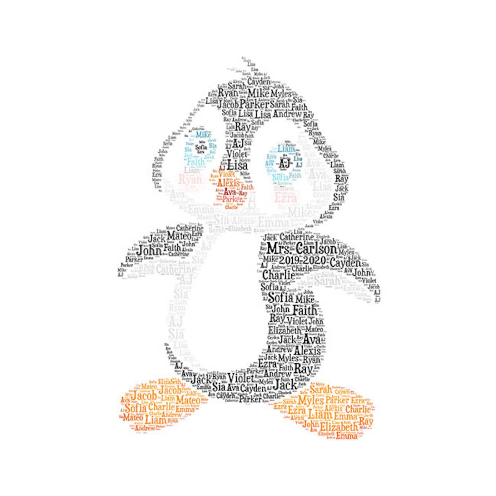 Digital PENGUIN Word Cloud Art Great Teacher Appreciation - Etsy