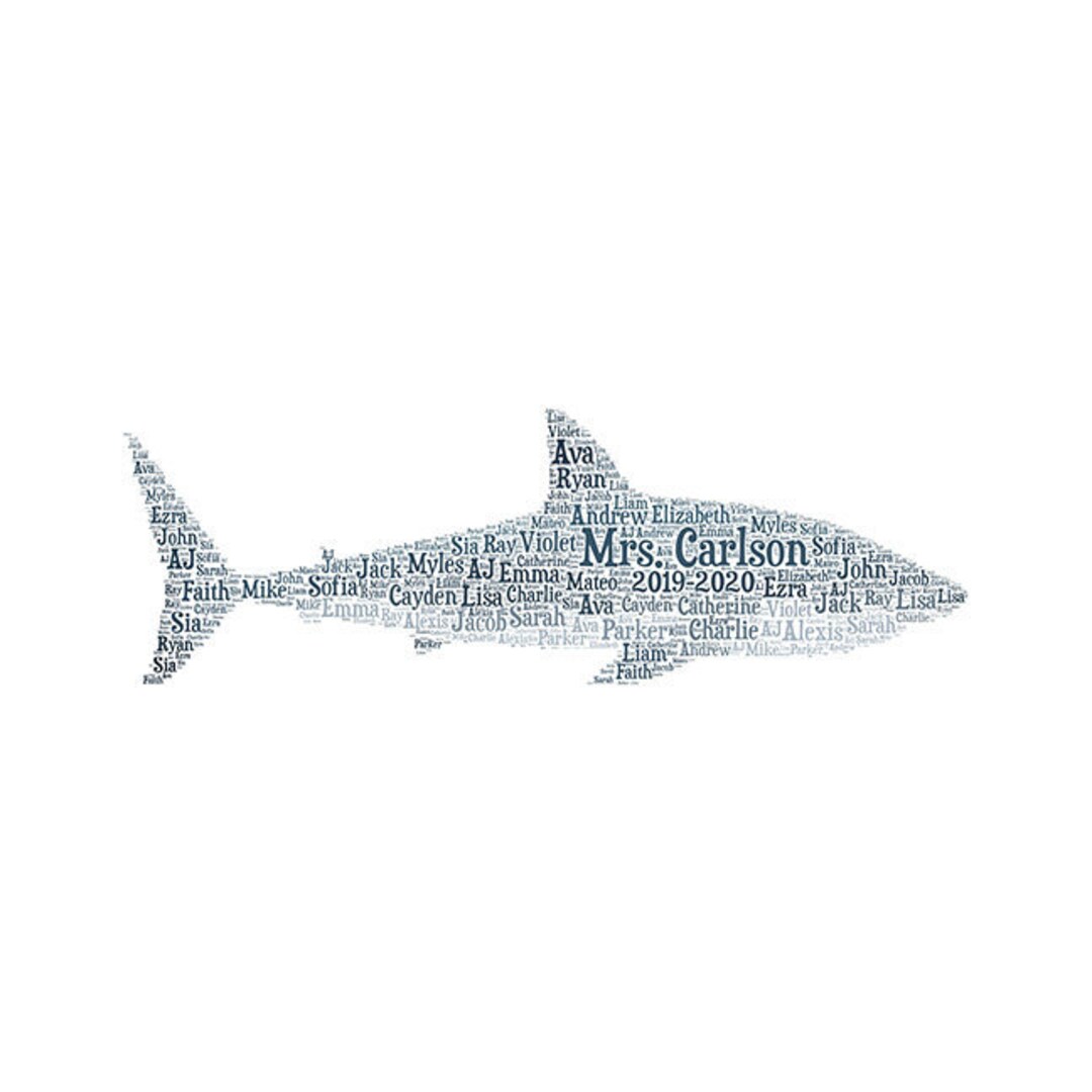 Digital GREAT WHITE Shark - Word Cloud Art - Wordle - Makes a Great ...