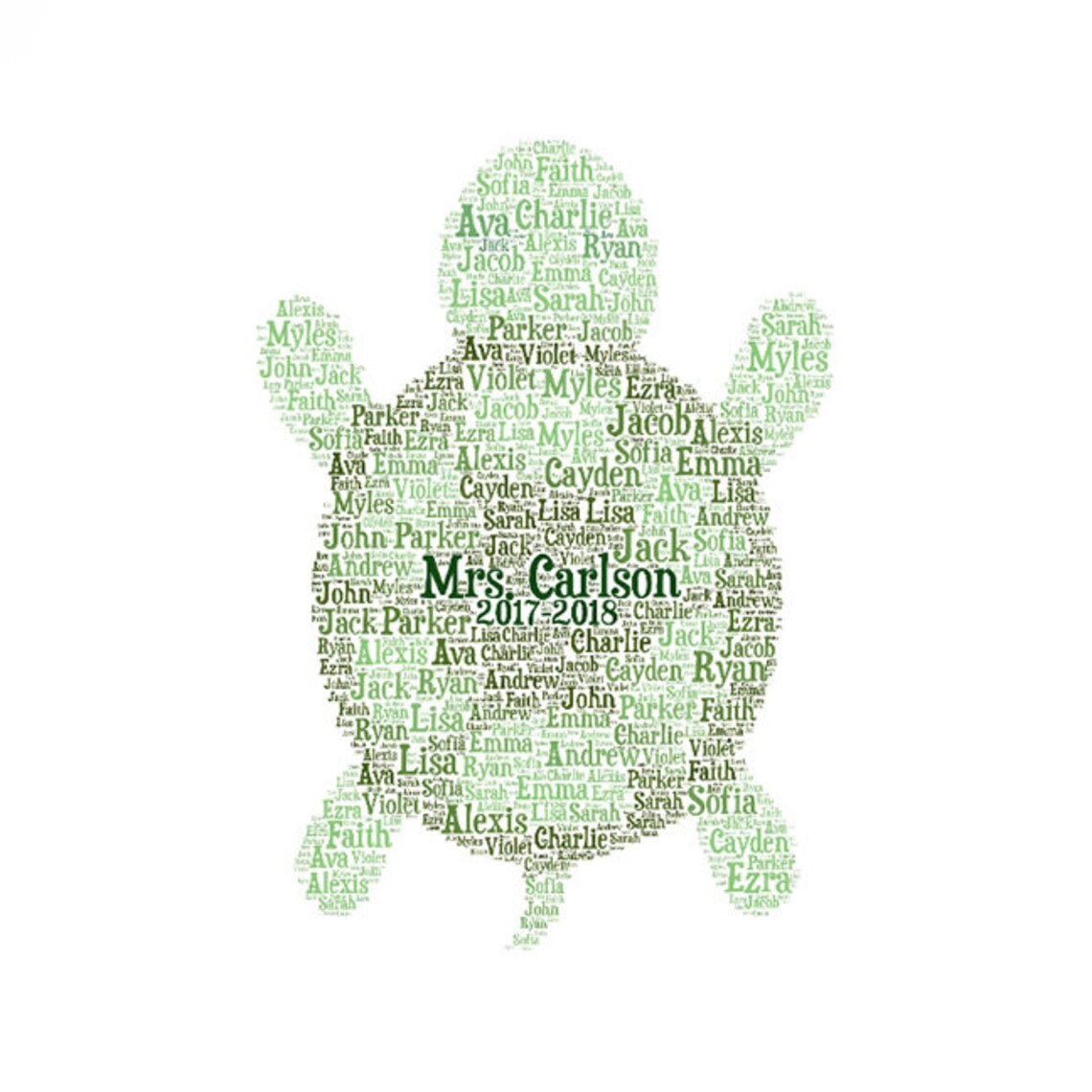 Digital TURTLE Word Cloud Art Wordle Makes Great Teacher - Etsy
