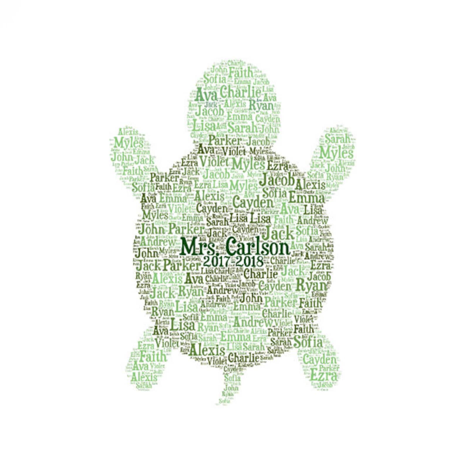 Digital TURTLE Word Cloud Art Wordle Makes Great Teacher - Etsy UK
