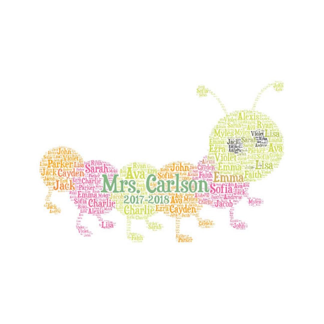 Digital CATERPILLAR Word Cloud Art Wordle - Makes Great Teacher ...