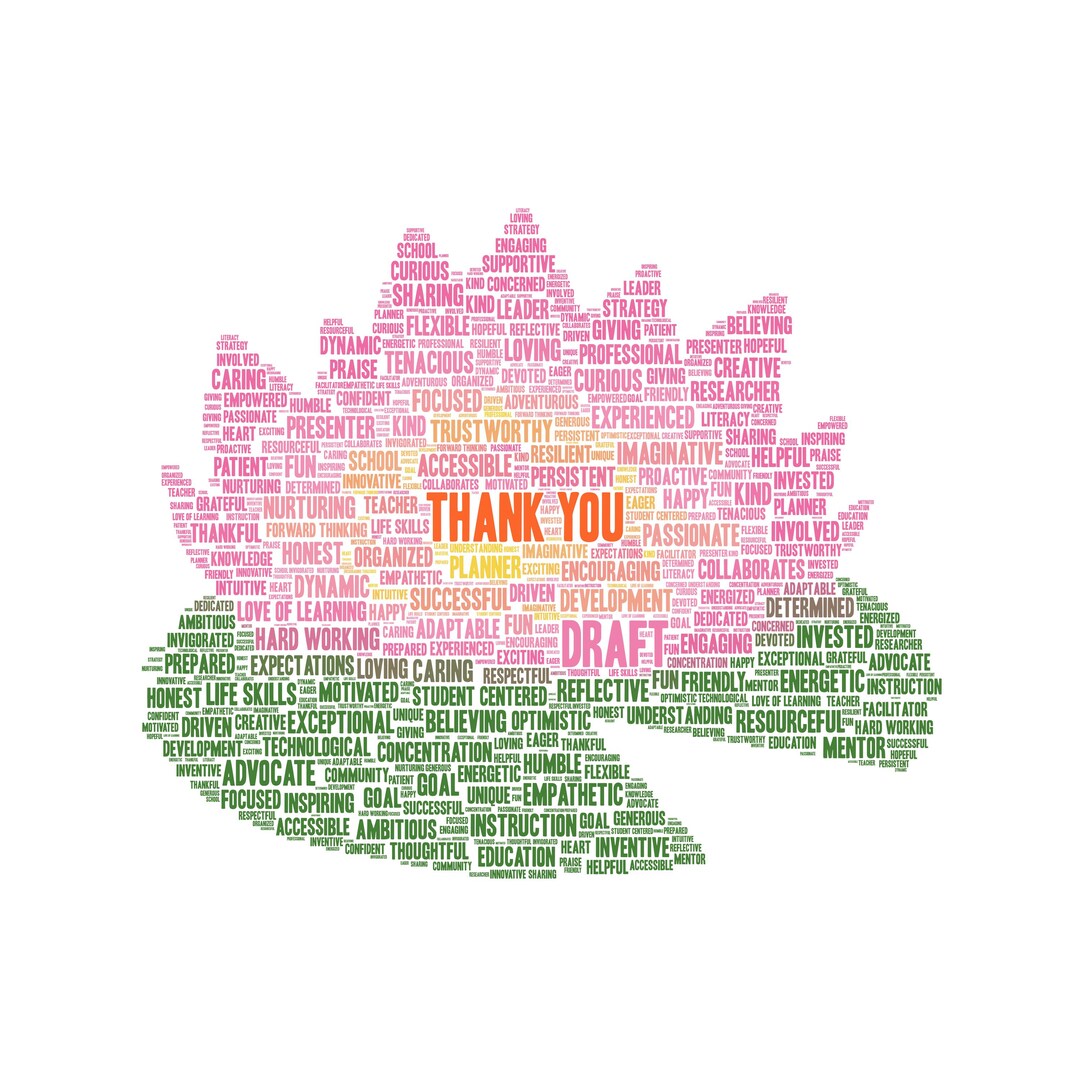 Digital Pink Water Lily Pad Word Cloud Art - Makes a Great Teacher ...