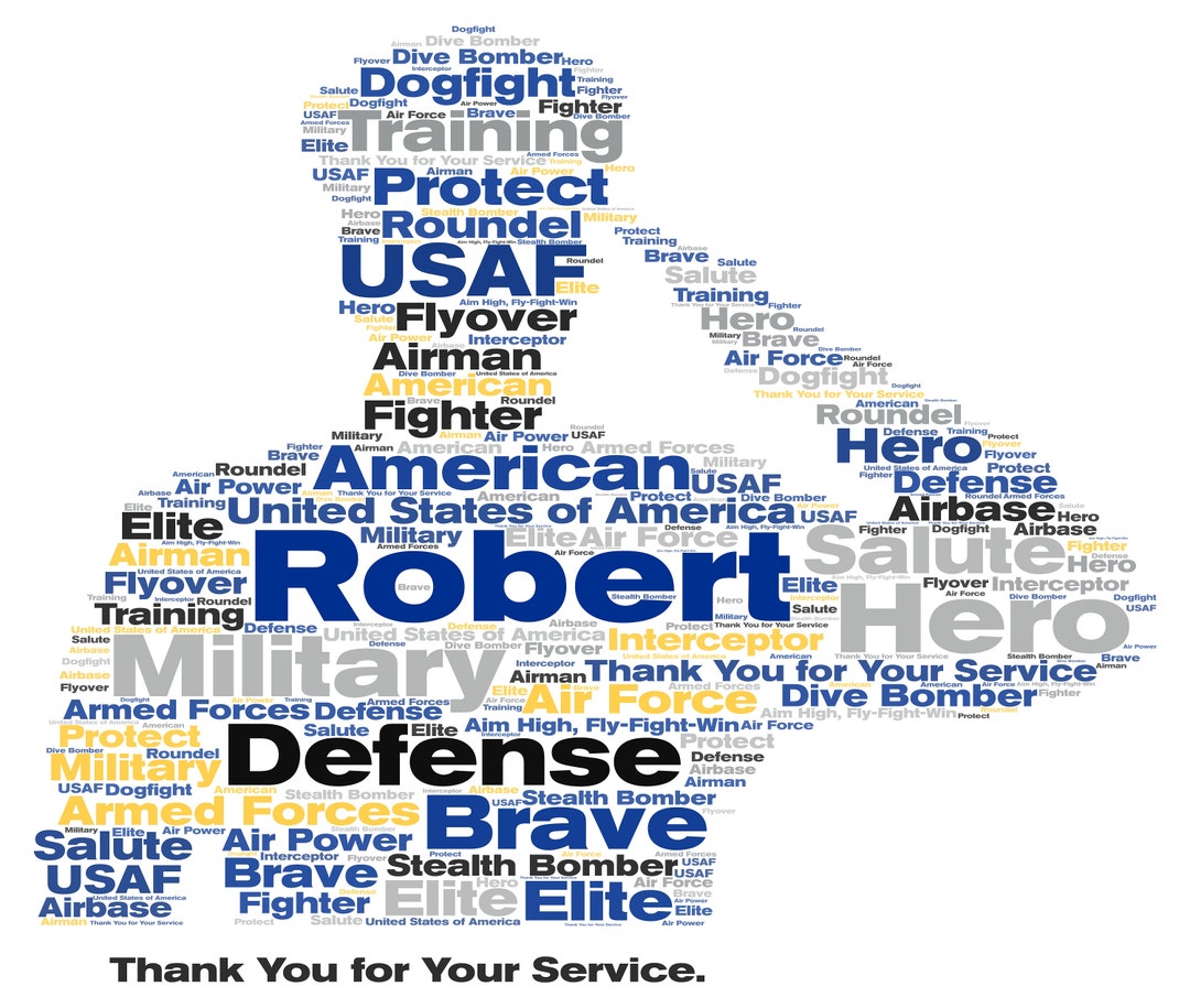 United States Air Force USAF Soldier Salute Word Cloud Art Print Makes ...