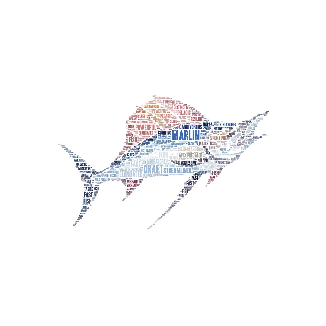 Digital MARLIN Fish - Word Cloud Art - Makes a Great Teacher ...