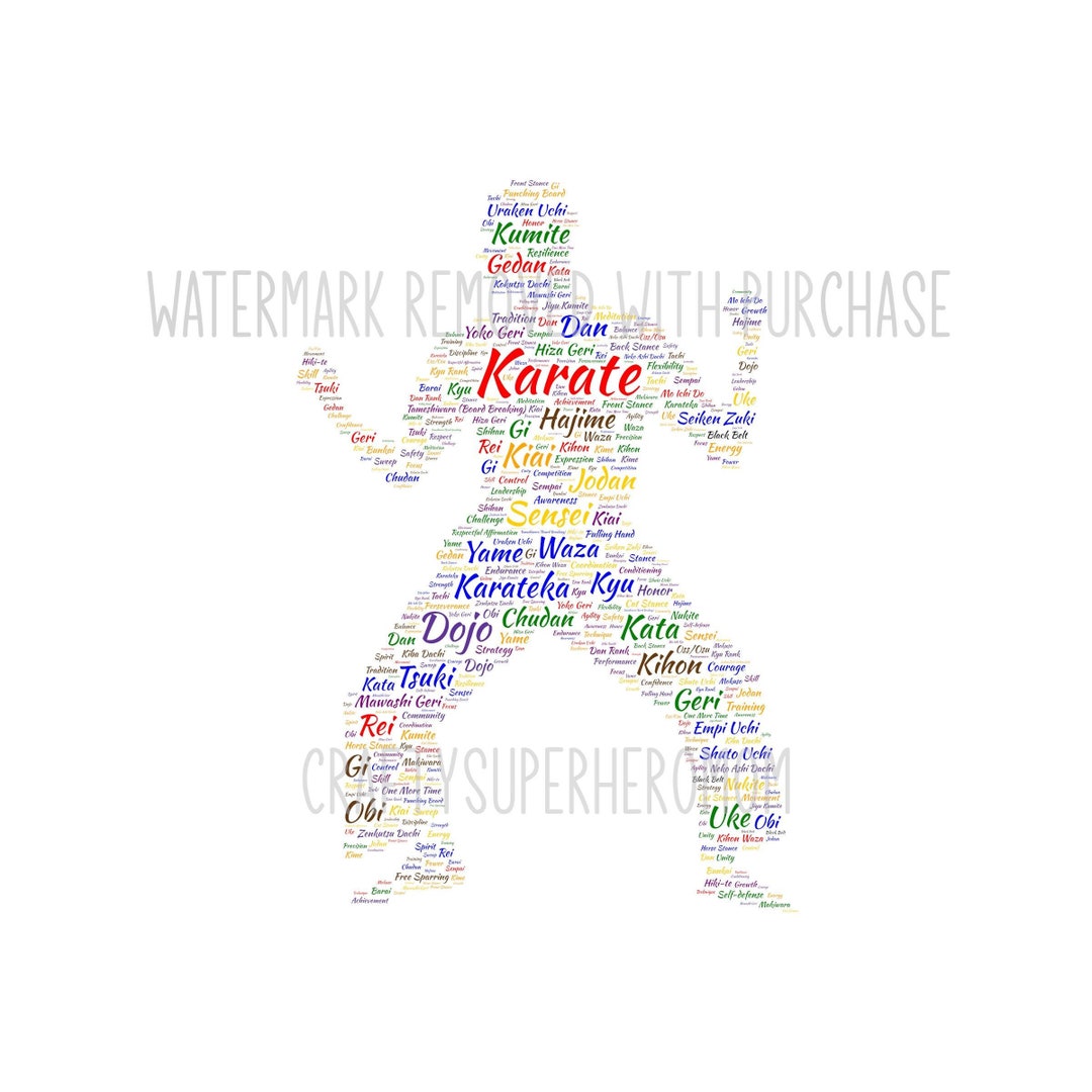 CUSTOM Digital Download KARATE Male Word Cloud Wordle Svg Pdf Png Jpg ...