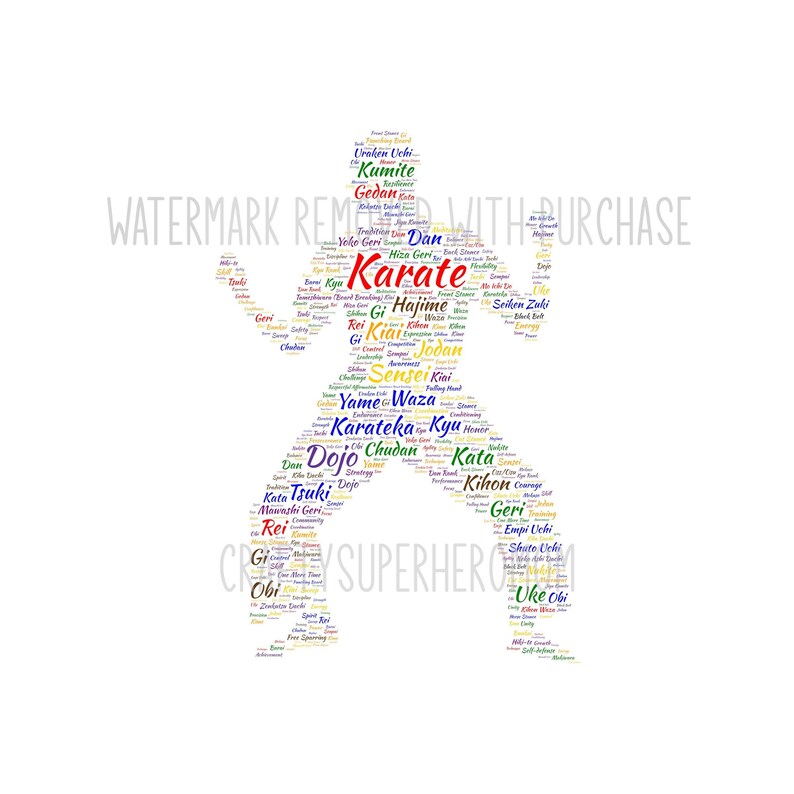 CUSTOM Digital Download KARATE Male Word Cloud Wordle Svg Pdf Png Jpg ...