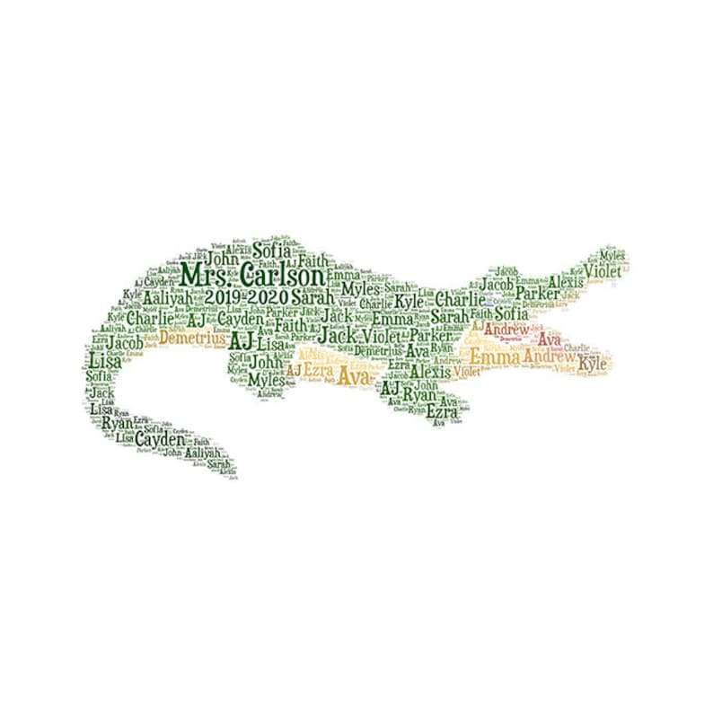 Digital CROCODILE ALLIGATOR Word Cloud Art Wordle Makes a Great Gift ...