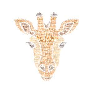 Digital GIRAFFE Word Cloud Art Wordle - Makes Great Teacher ...