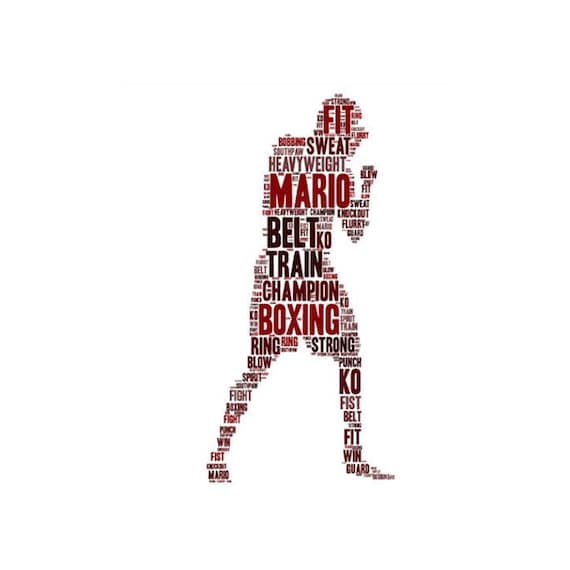 Digital Male Boxing Boxer Word Cloud Art Makes a Great Gift - Etsy