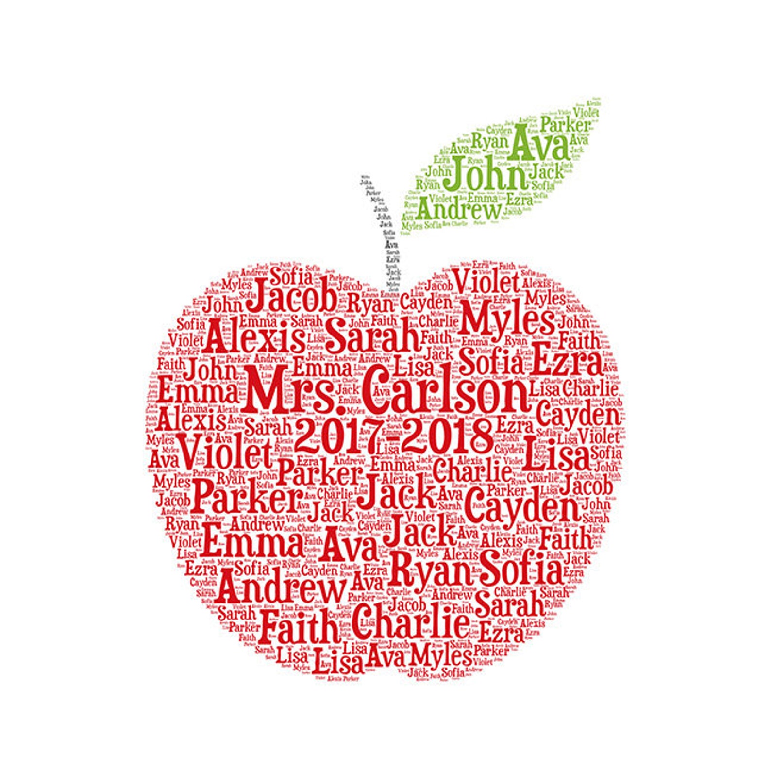 Digital APPLE Word Cloud Art Wordle Makes a Great Teacher - Etsy