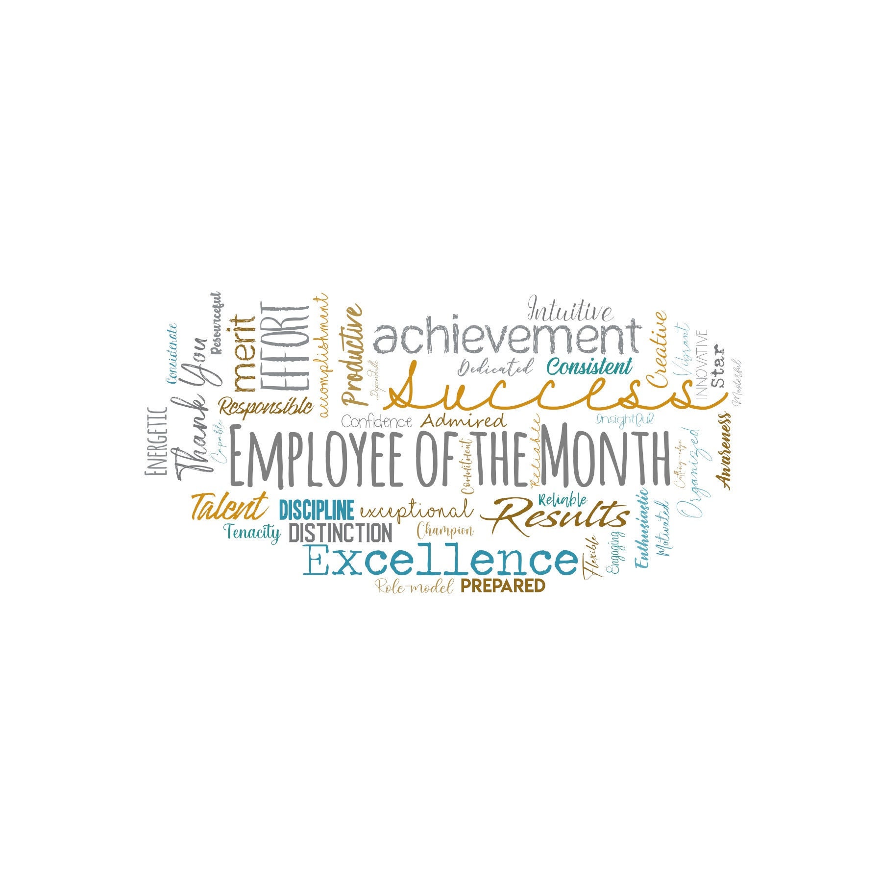 Personalized Digital Word Cloud Wordle Art Great Employee of | Etsy