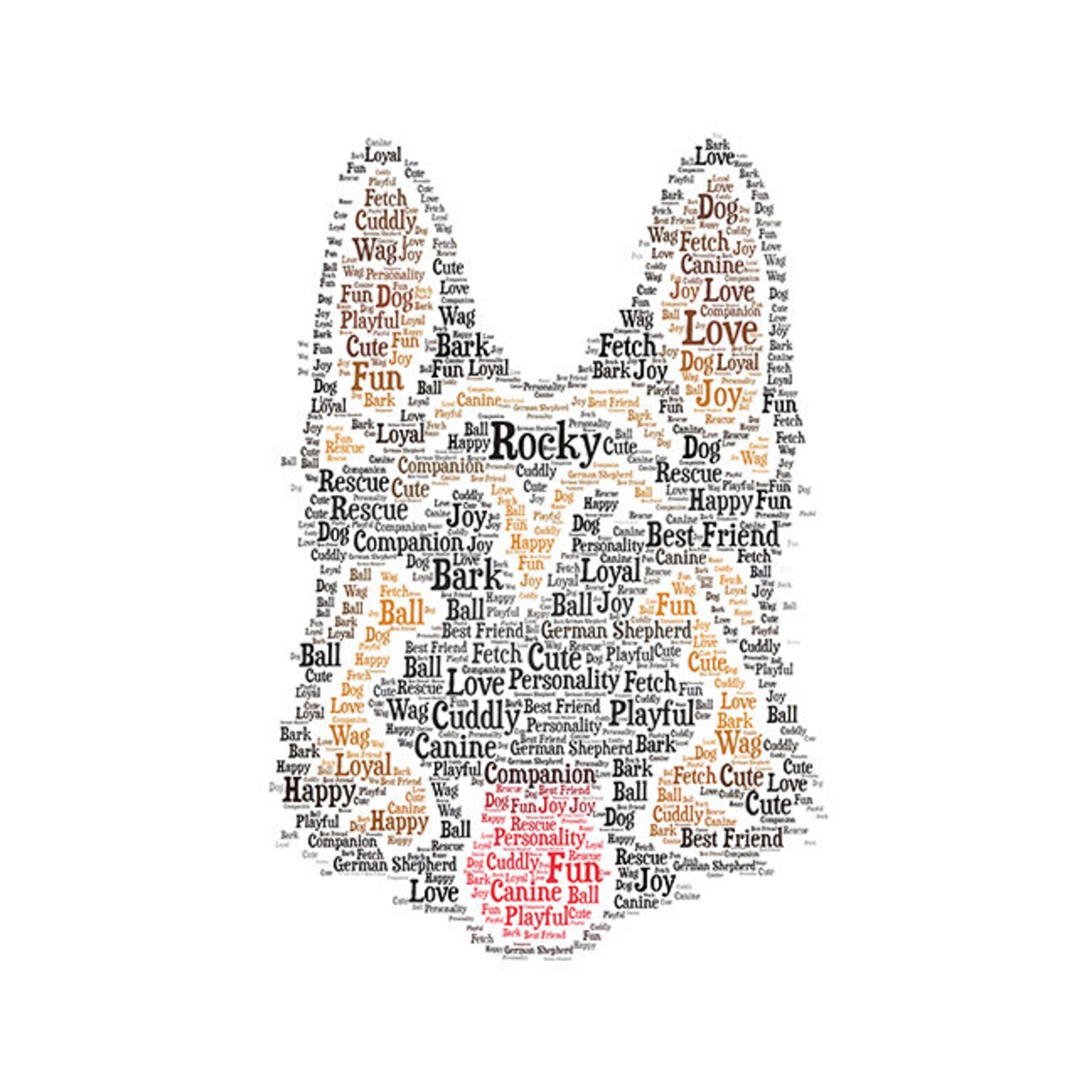 Digital Dog German Shepherd Word Cloud Art Wordle Makes - Etsy