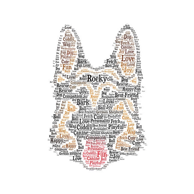Digital Dog German Shepherd - Word Cloud Art - Wordle - Makes a Great ...