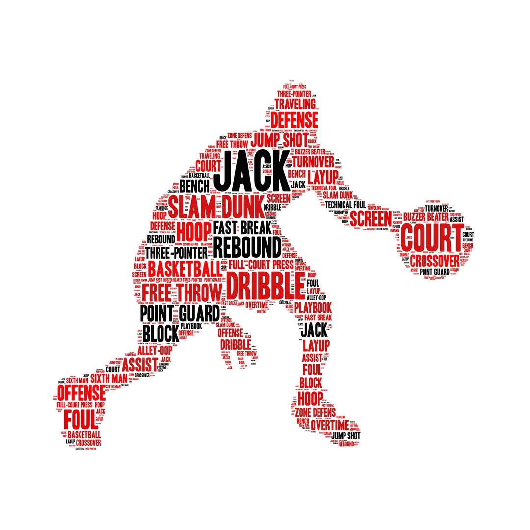 Digital MEN'S / BOYS BASKETBALL - Word Cloud Art Wordle - Makes a Great ...