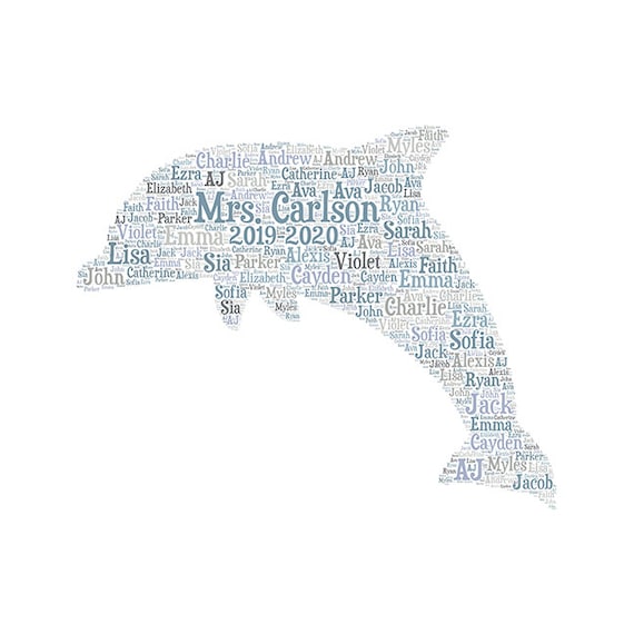 Digital DOLPHIN Word Cloud Art Wordle Makes Great Teacher | Etsy