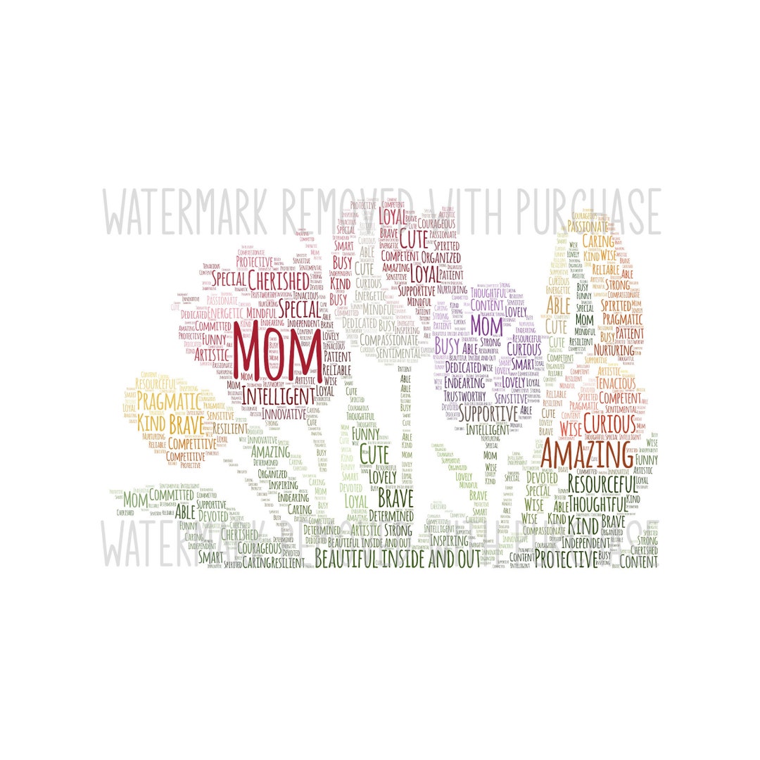 Digital TULIPS Multi Flower Word Cloud Art - Perfect for Mother's Day ...