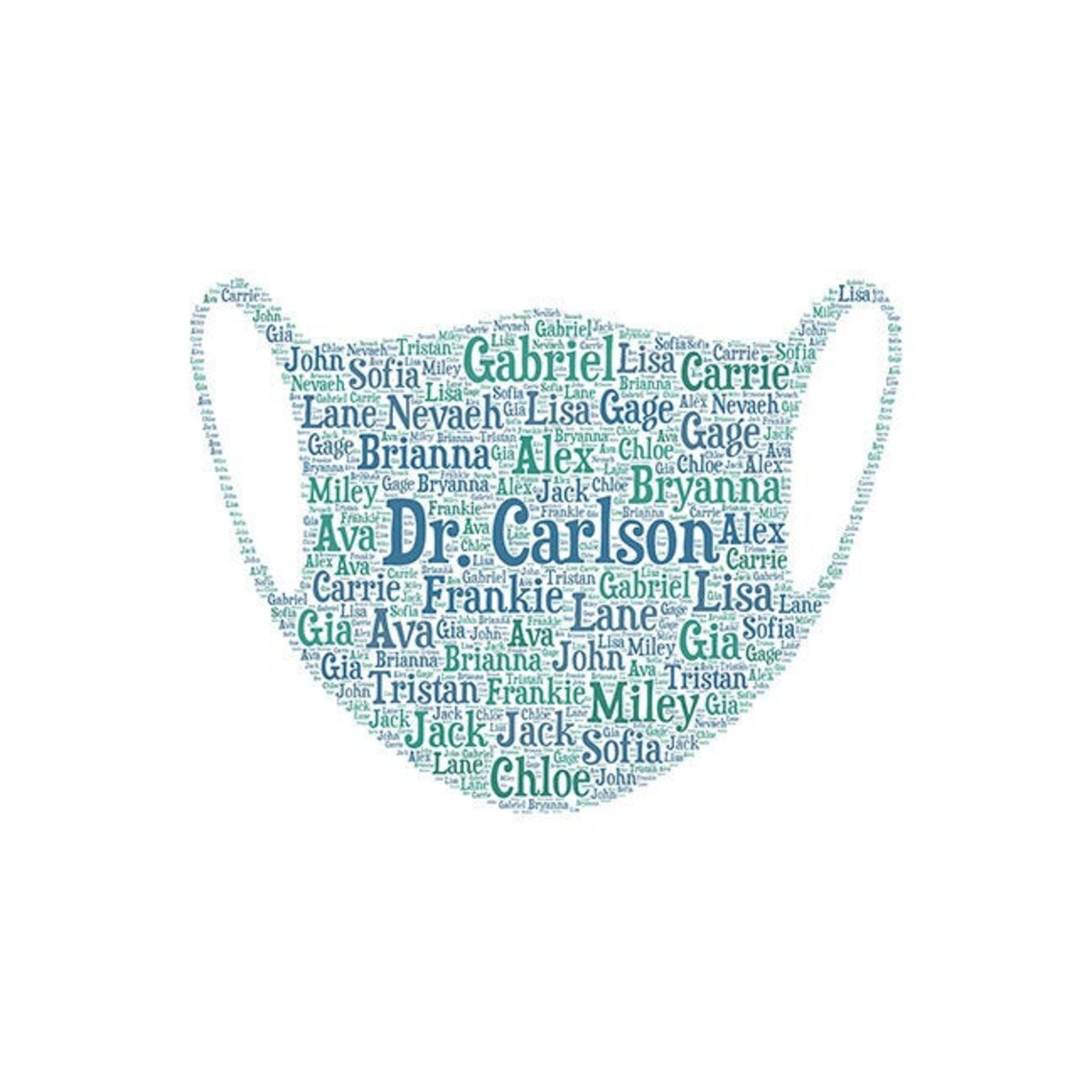 Digital Face Mask Word Cloud Art Wordle Great Teacher - Etsy