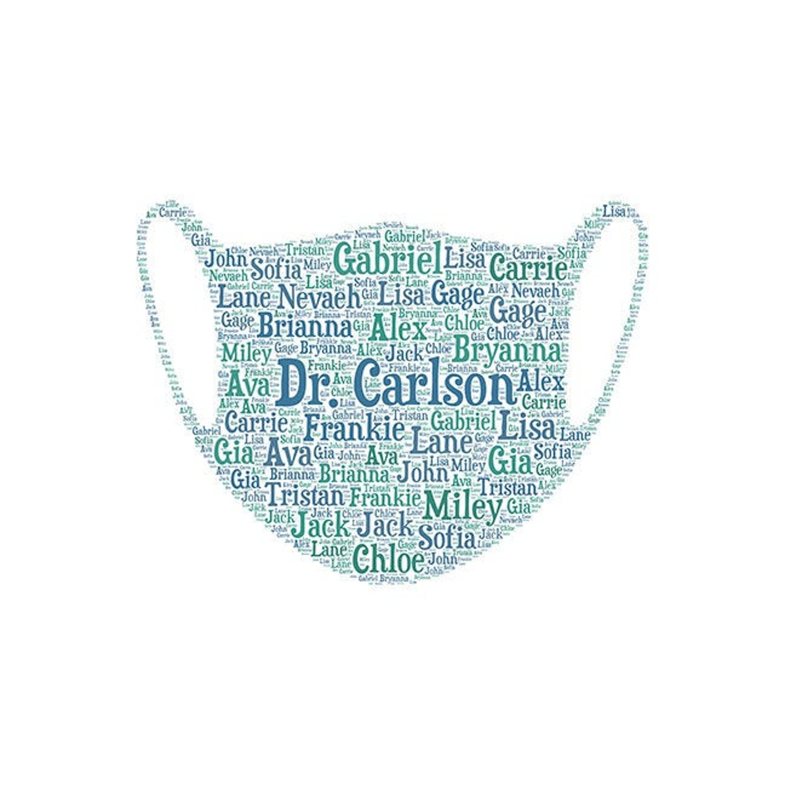 Digital Face Mask Word Cloud Art Wordle Great Teacher - Etsy