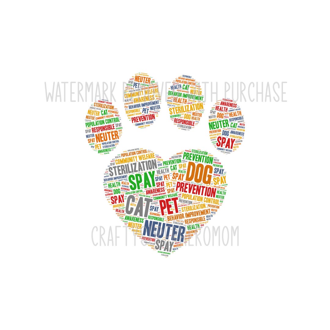 INSTANT Digital Download - Spay Neuter Dog Cat Paw - Svg Pdf Png Jpg ...